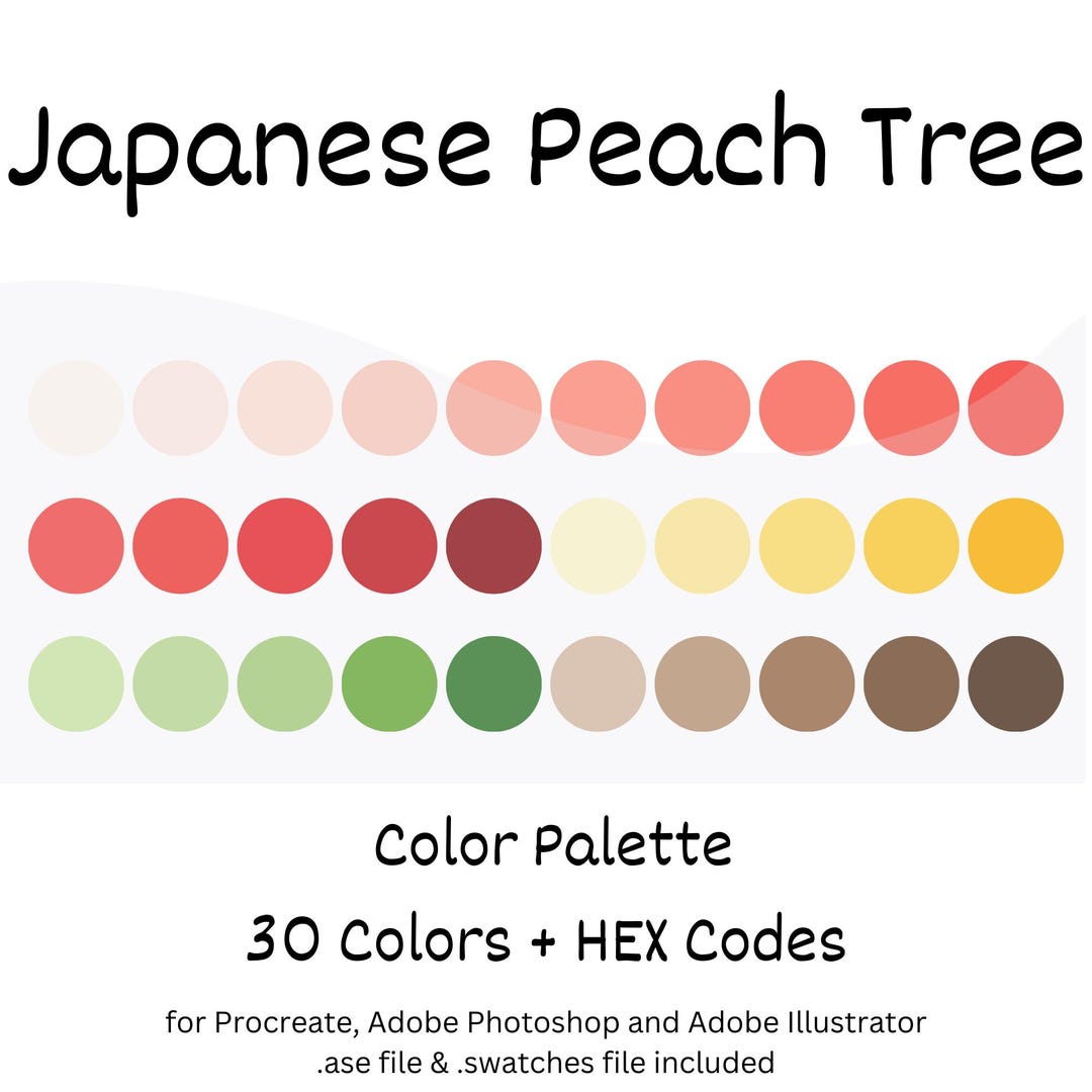 Japanese Peach Tree Digital Color Palette, iPad Procreate, Adobe ...