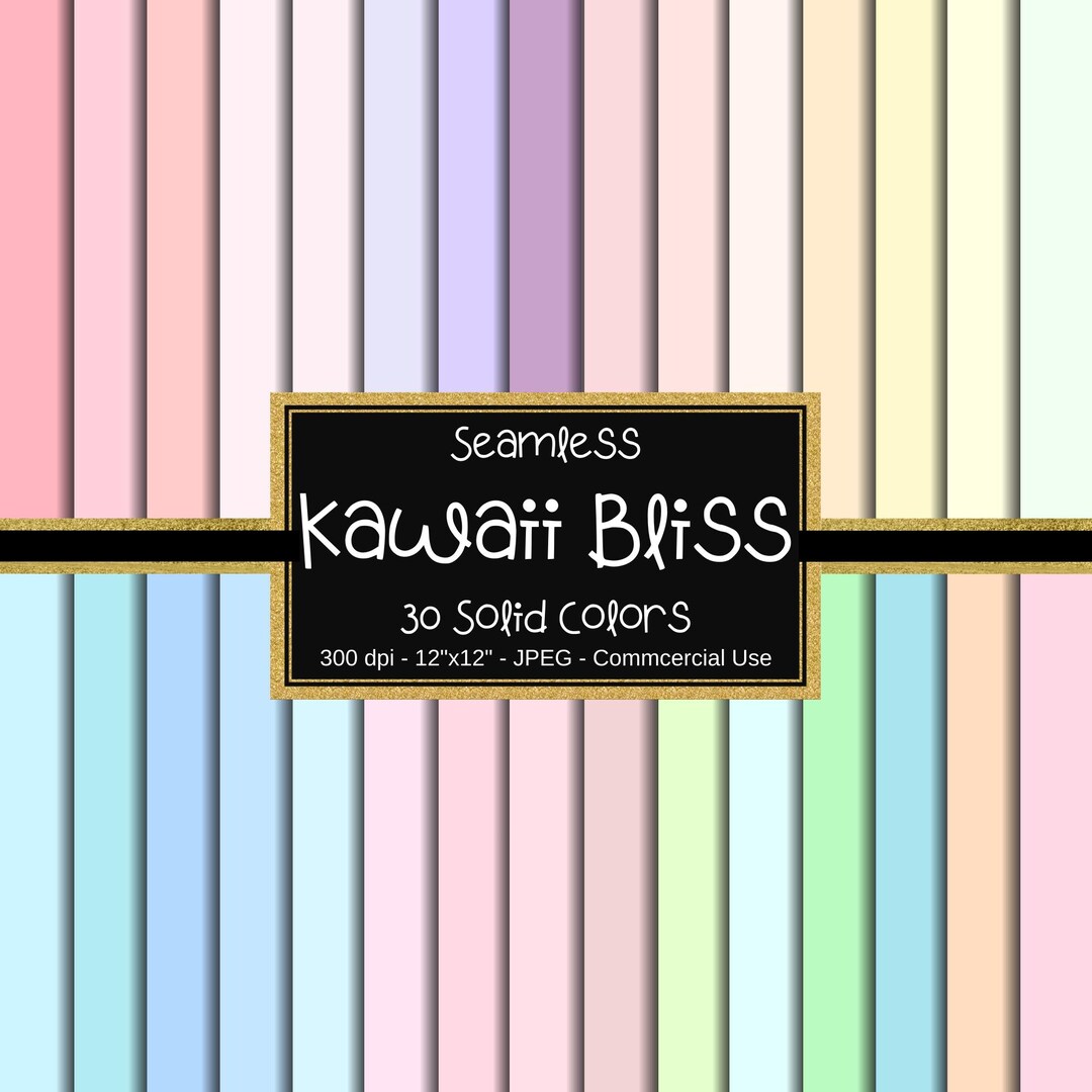 Kawaii Solid Color Digital Paper Pack, Solid Background, Base Digital ...