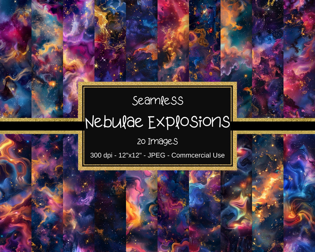 Nebulae Seamless Digital Paper, Galaxy Nebula and Star Background, 20 ...