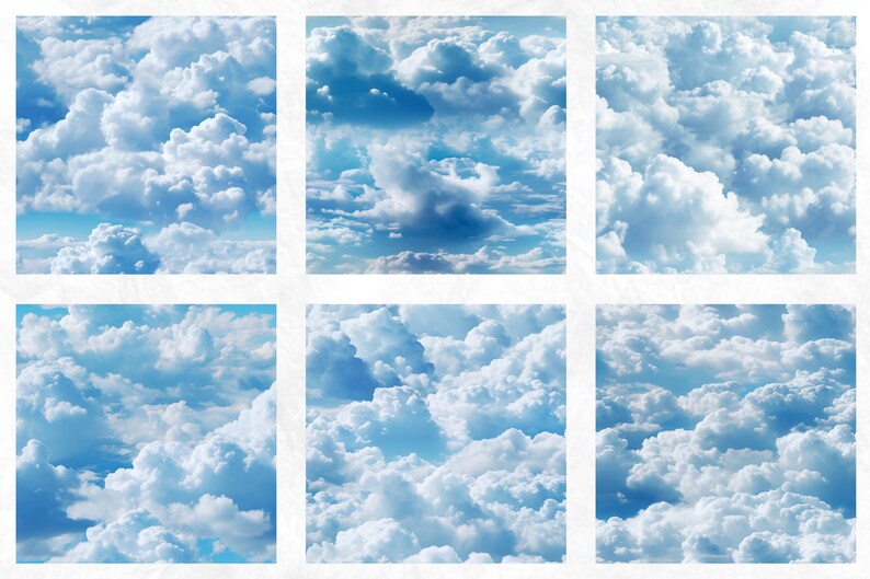 Clouds Digital Paper Instant Download, Scrapbook Paper, Cloud ...