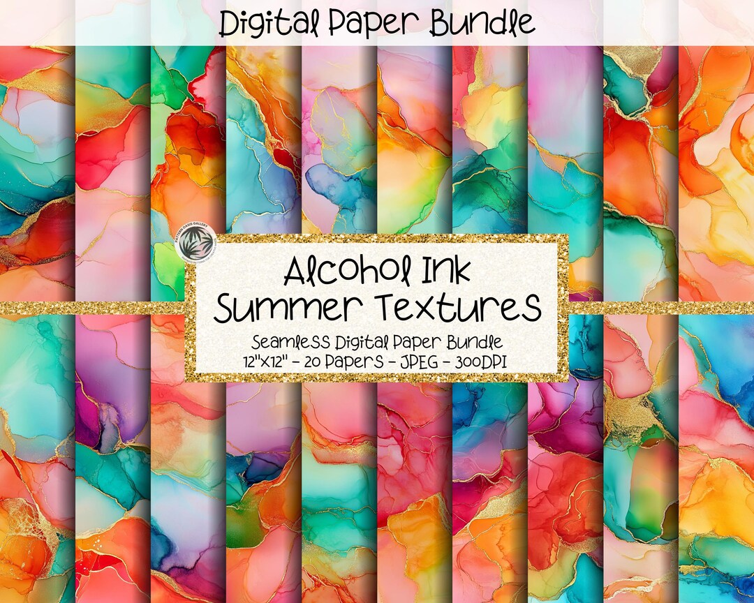Alcohol Ink Digital Paper Pack, Seamless Rainbow Backgrounds, Summer ...