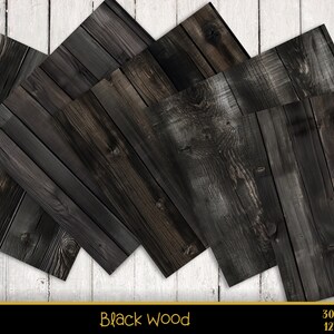 Black Wood Textures Digital Paper, Seamless Rustic Wood Digital Paper ...