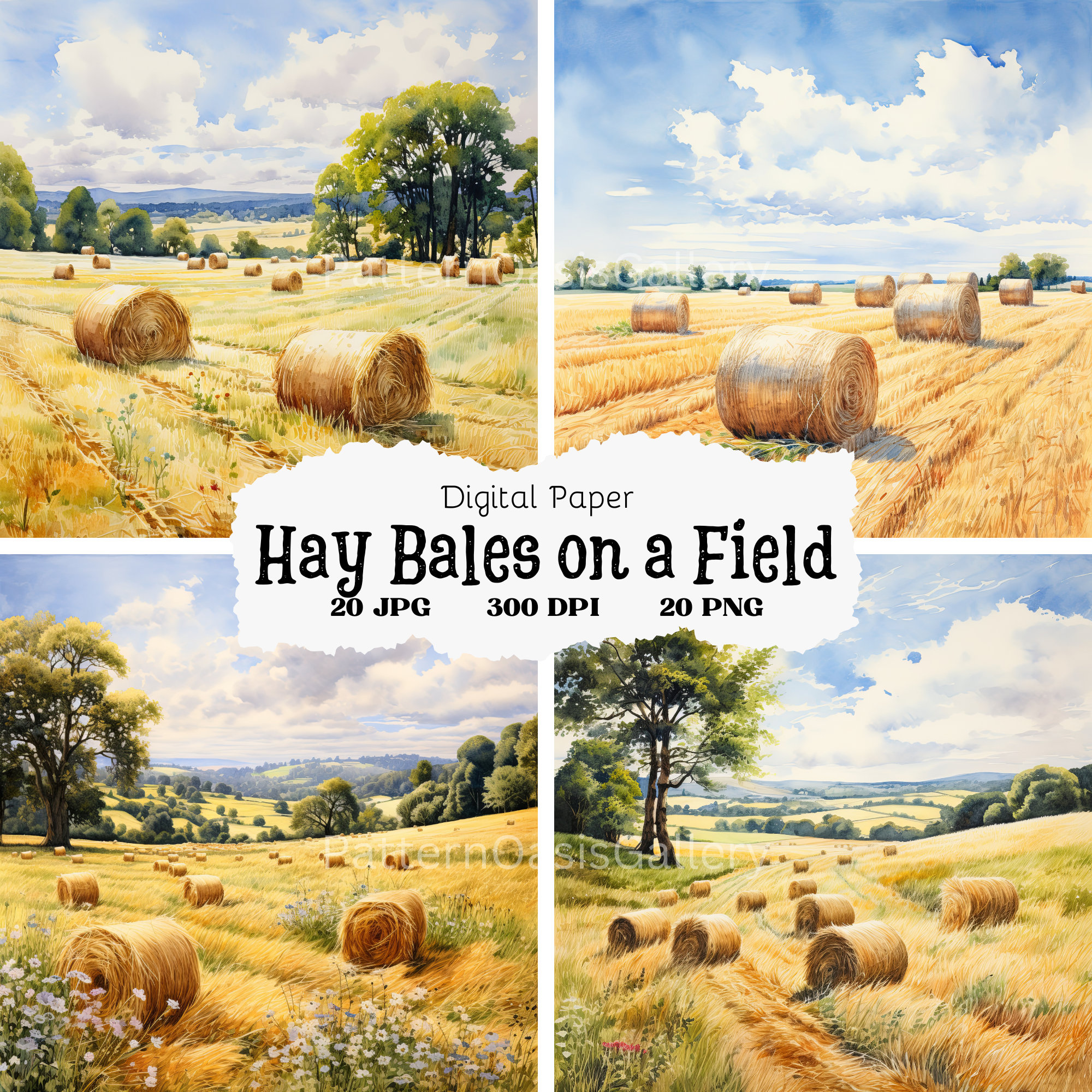 20 Summer Hay Bales Images, Hay Bales Clipart, Summer Landscape ...