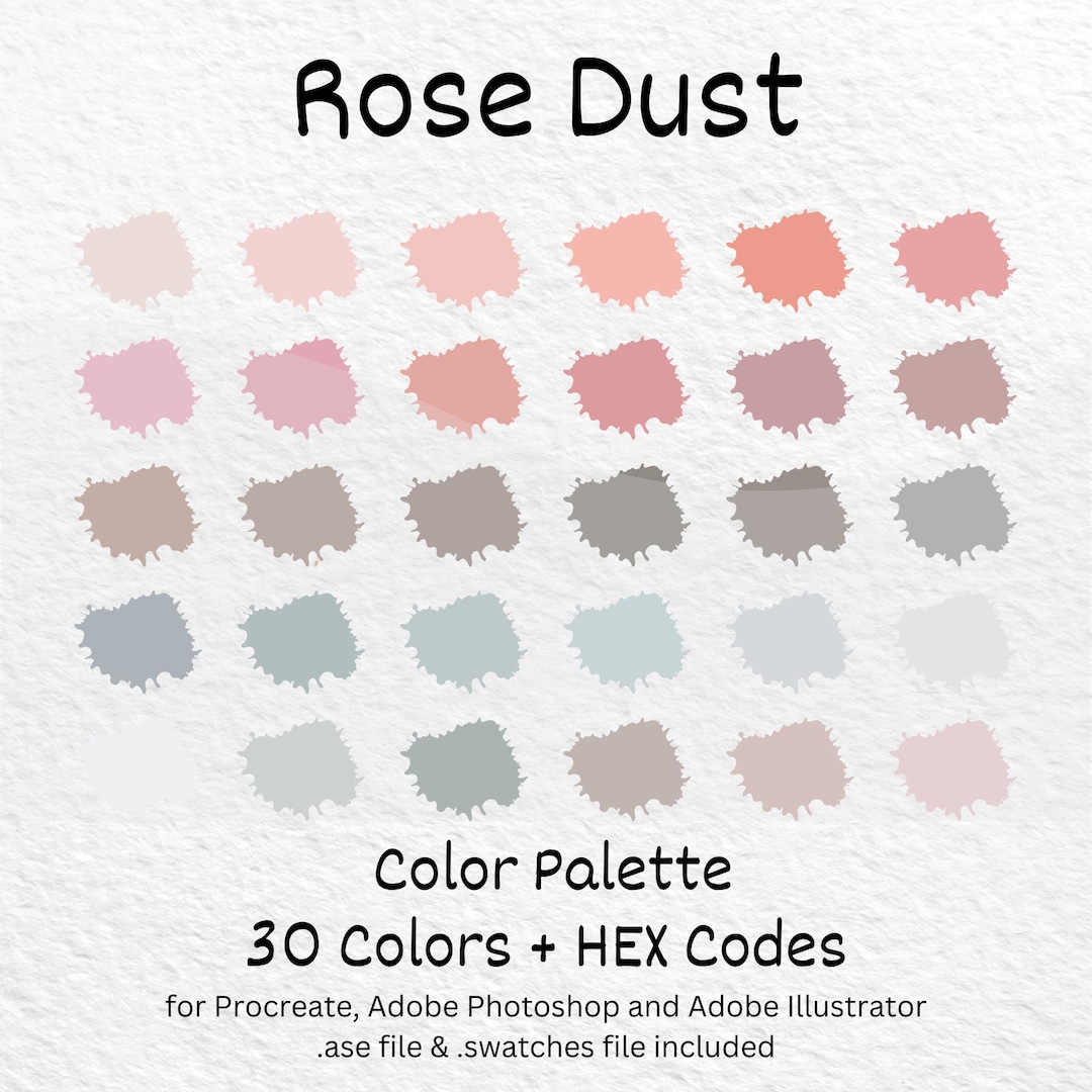 Rose Dust Digital Color Palette, iPad Procreate, Adobe Photoshop, Adobe ...