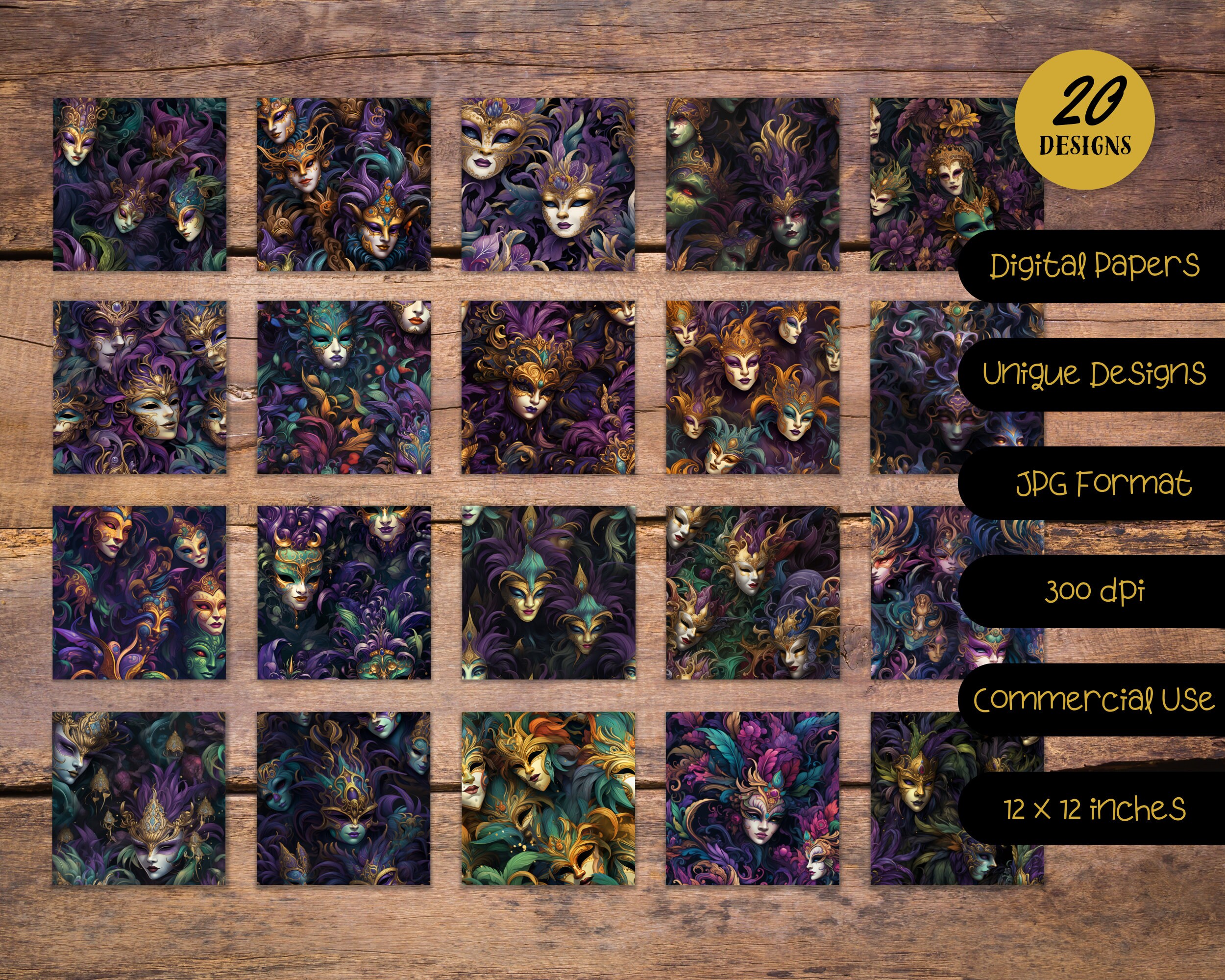 Mardi Gras Masks Seamless Digital Paper, Mardi Gras Digital Paper ...