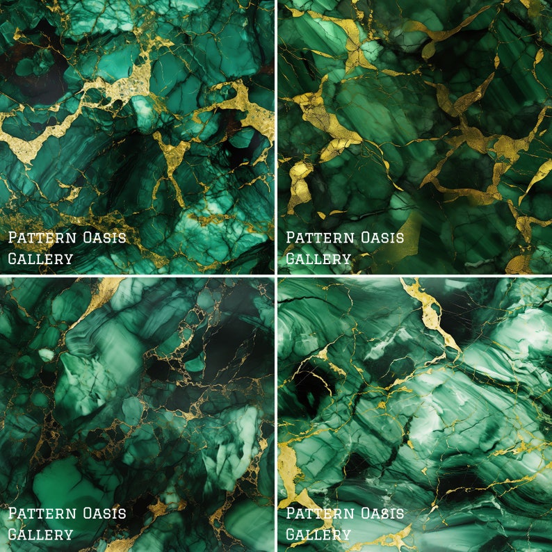 Emerald Green and Gold Ink Digital Paper, Marble Digital Paper Pattern ...