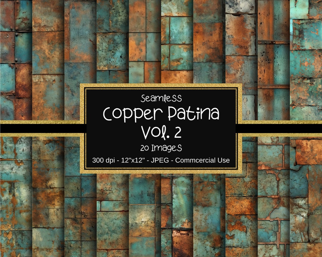 Distressed Copper Patina Digital Paper - Seamless Copper Textures Vol ...
