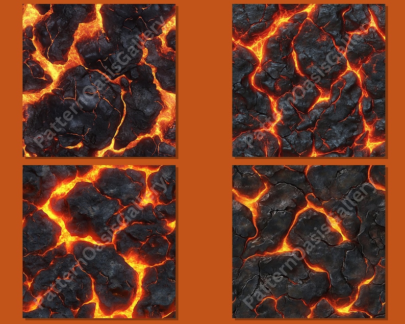 Volcanic Lava Seamless Digital Paper, Hot Lava Background, Molten Lava ...