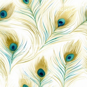 Peacock Feathers SEAMLESS Digital Paper Pack, Watercolor Peacock ...