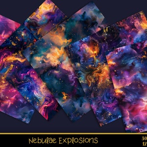 Nebulae Seamless Digital Paper, Galaxy Nebula and Star Background, 20 ...