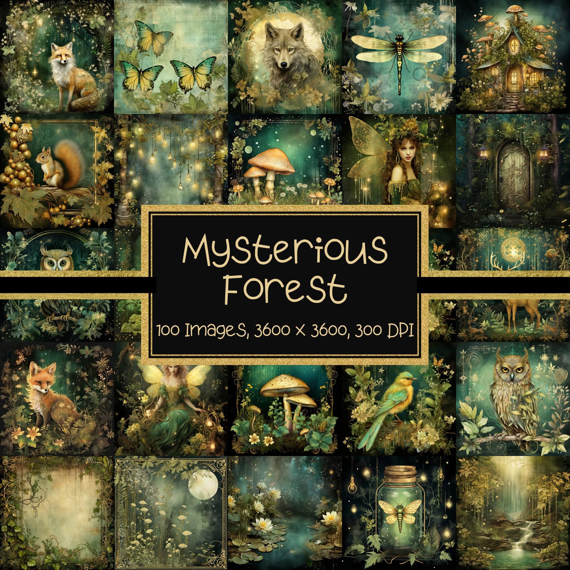Mysterious Forest Digital Paper, Enchanted Forest Junk Journal Pages ...
