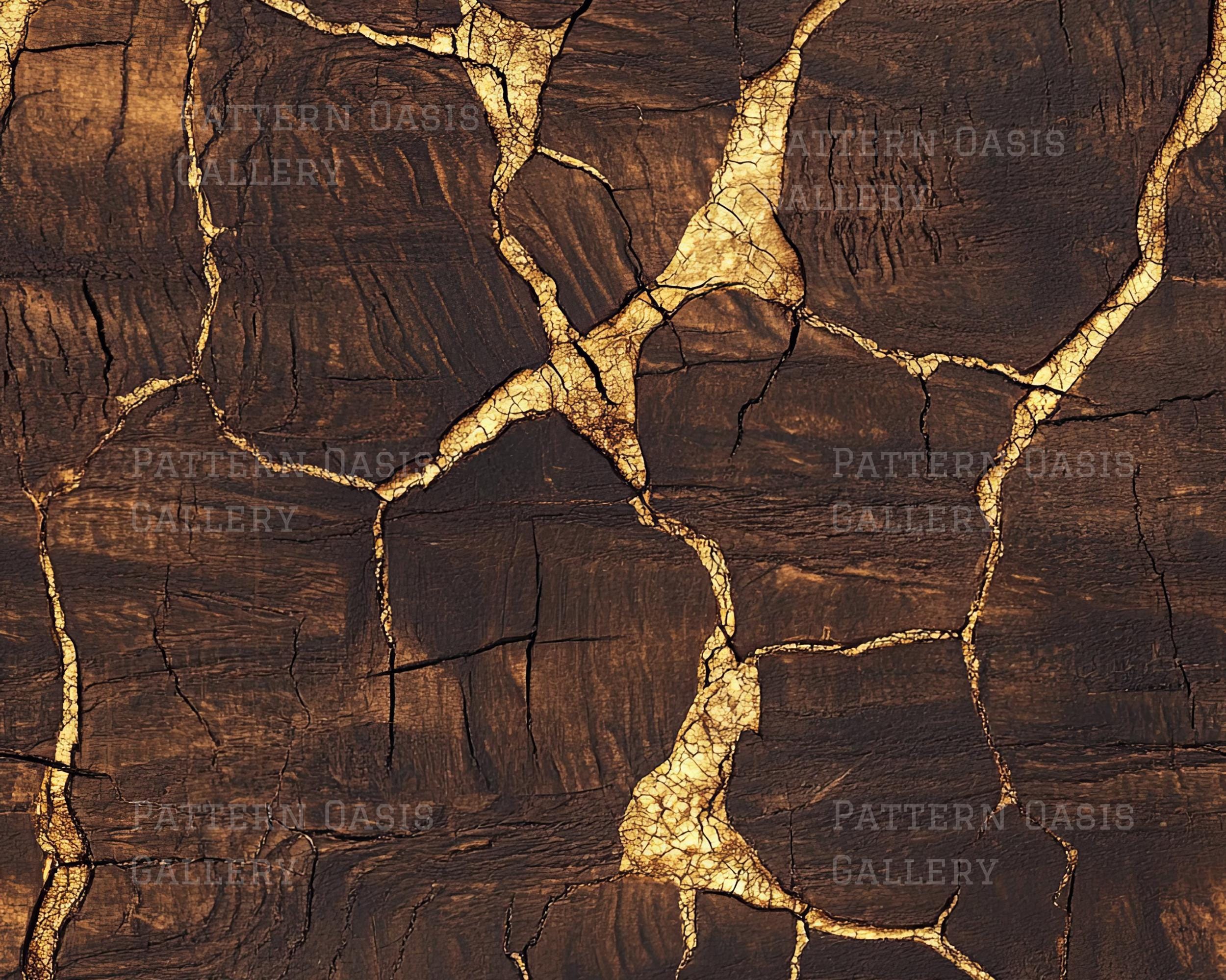 Kintsugi Wood Texture Seamless Digital Paper, Kintsugi Inspired ...