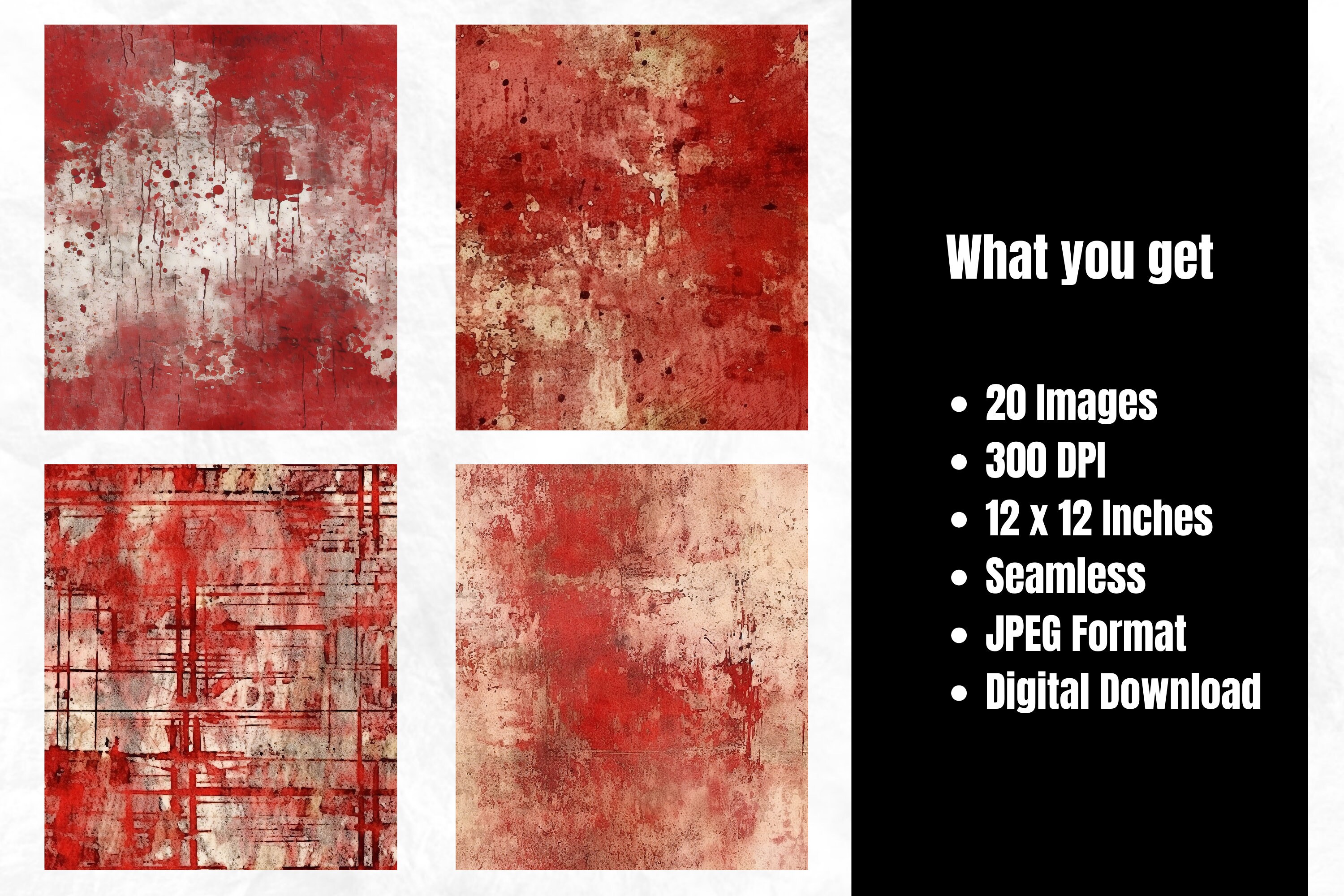 Seamless Grungy Shades of Red, Digital Paper, Distressed Textures ...