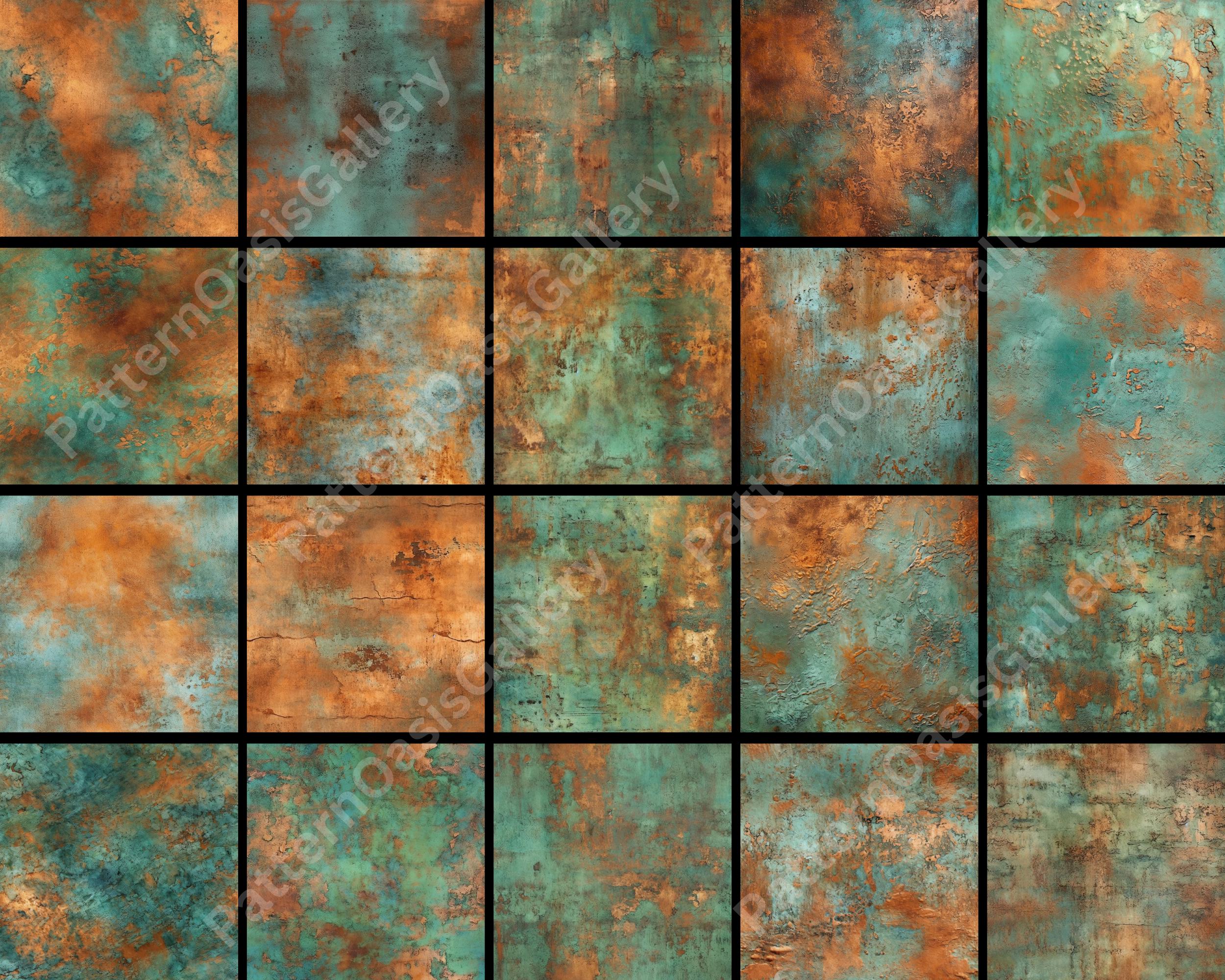 Distressed Copper Patina Seamless Digital Paper, Antique Copper ...