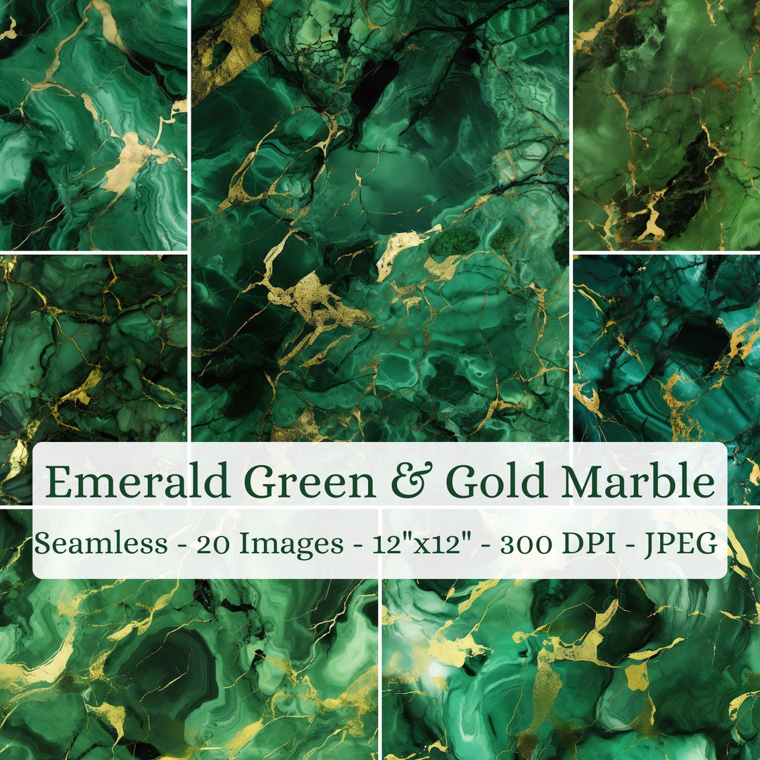 Emerald Green and Gold Ink Digital Paper Marble Digital Paper - Etsy