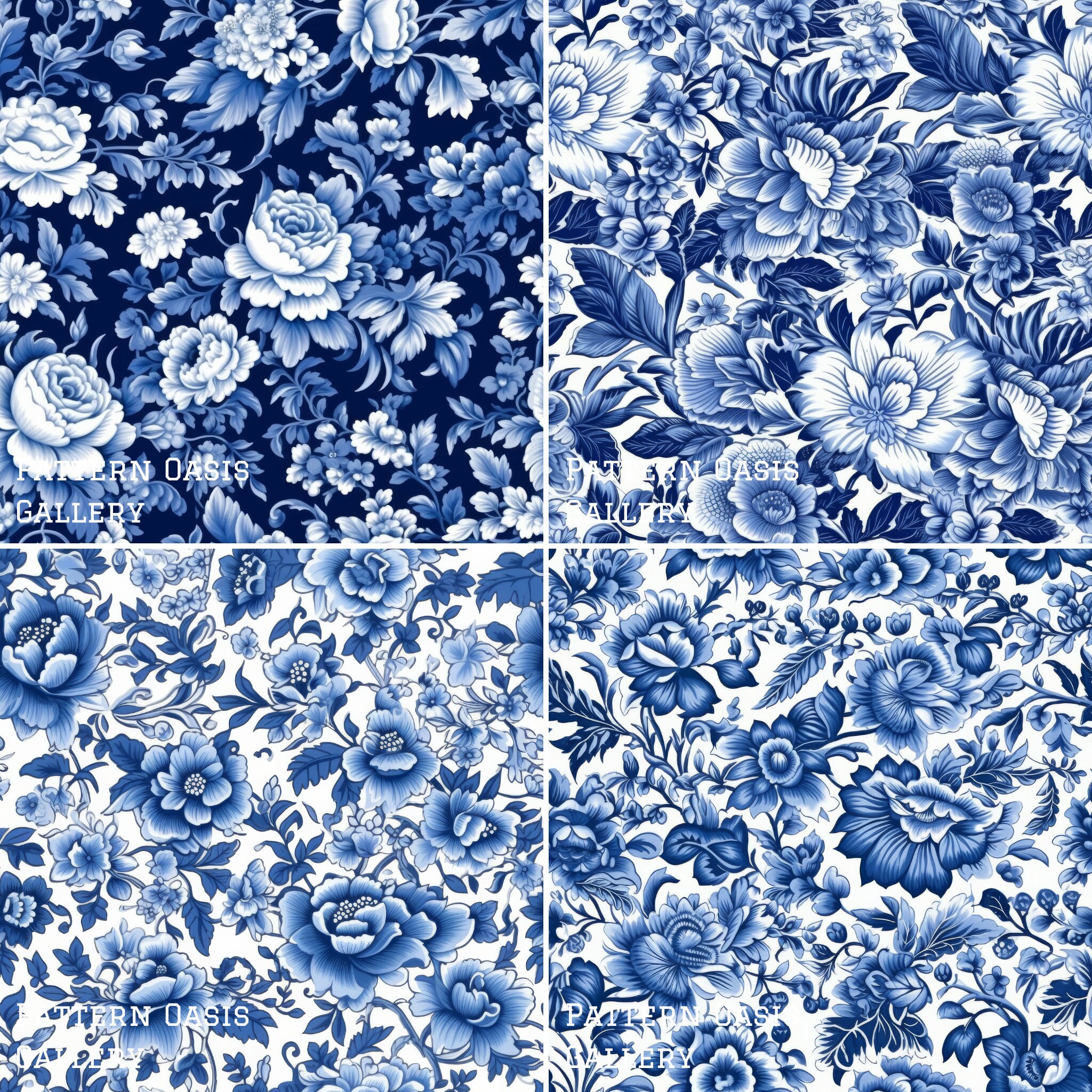 Blue and White Porcelain Seamless Pattern, Blue Delft Digital Paper, 12 ...