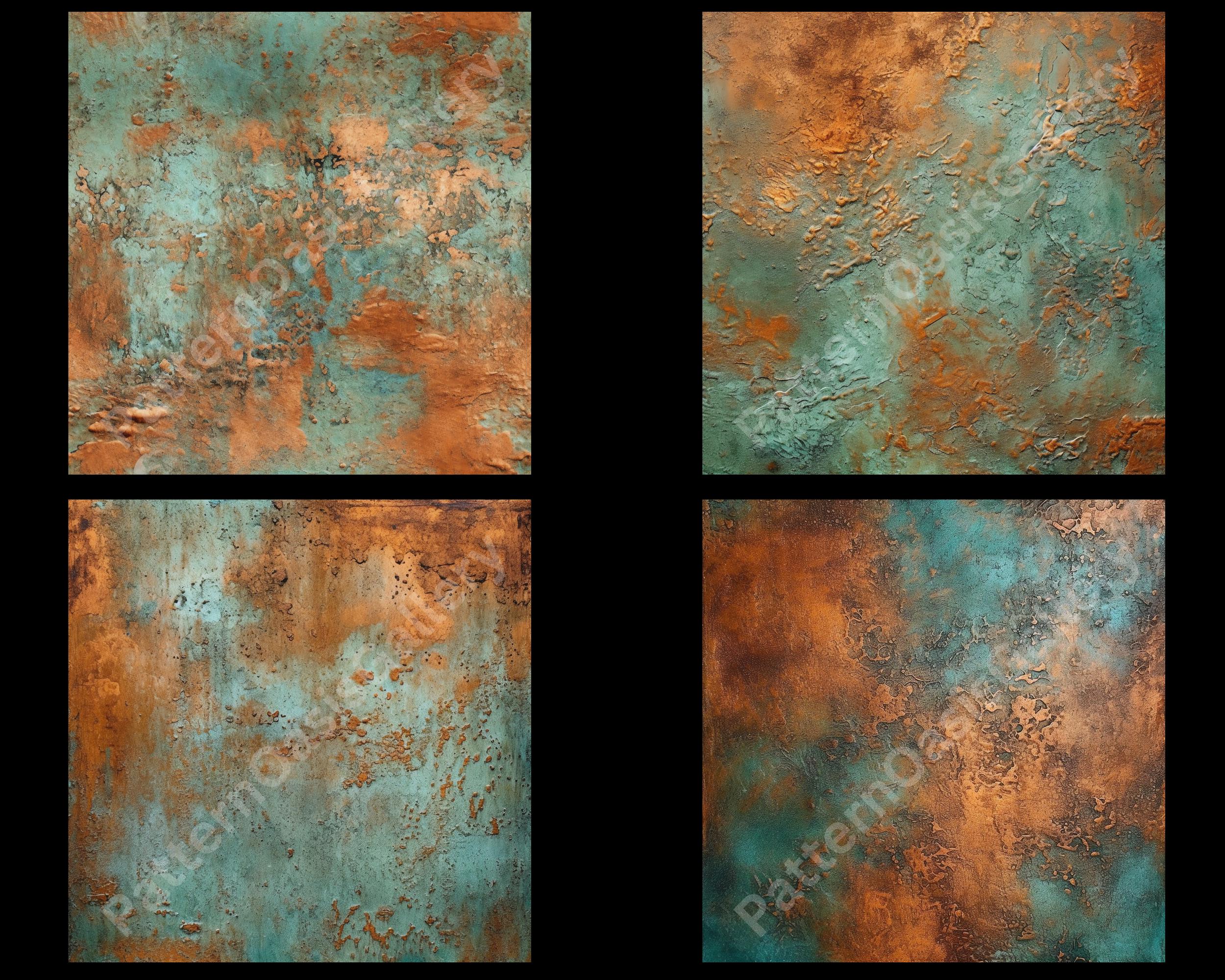 Distressed Copper Patina Seamless Digital Paper, Antique Copper ...