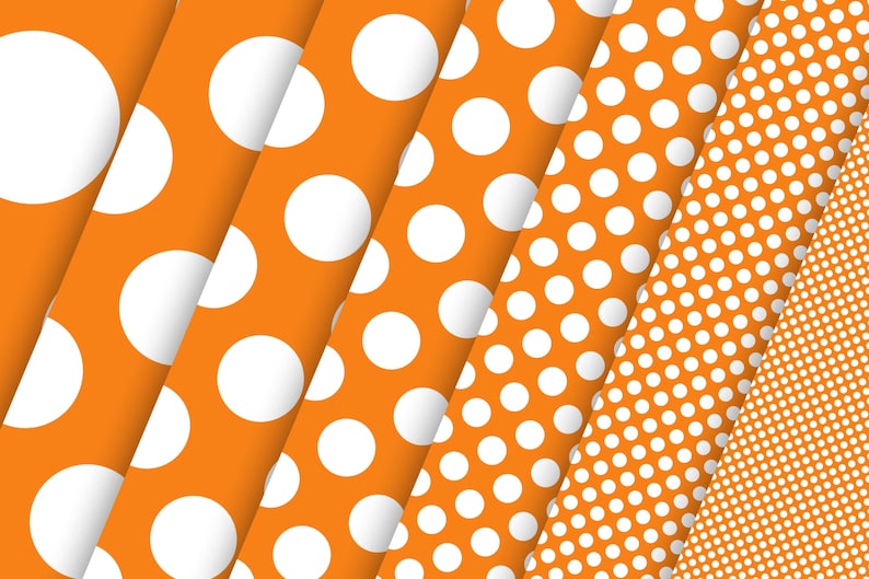 Orange Polka Dot Seamless Digital Paper, 12"x12", 16 Papers, Small ...