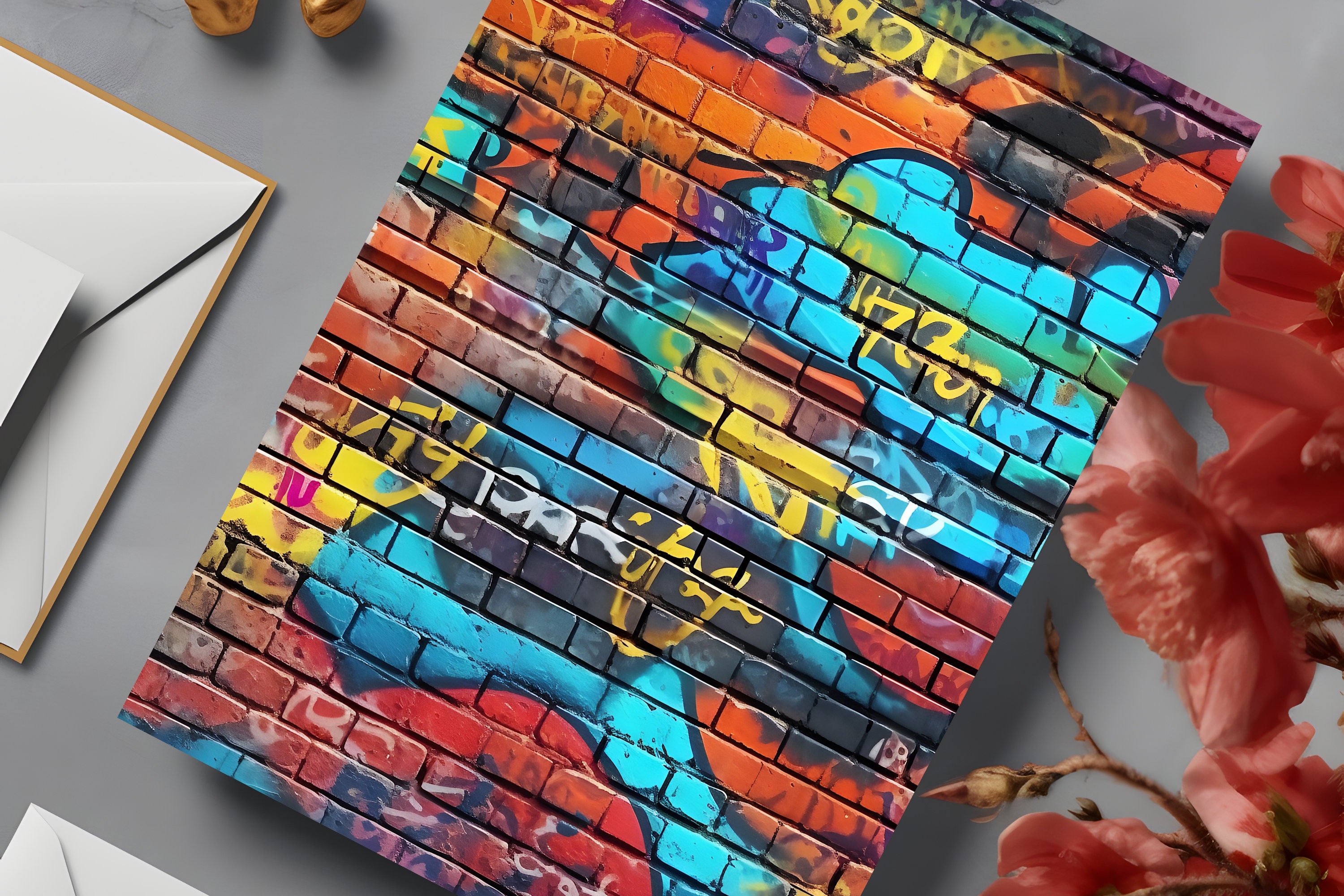 Graffiti Wall Colorful Background, Digital Paper, Distressed Textures ...