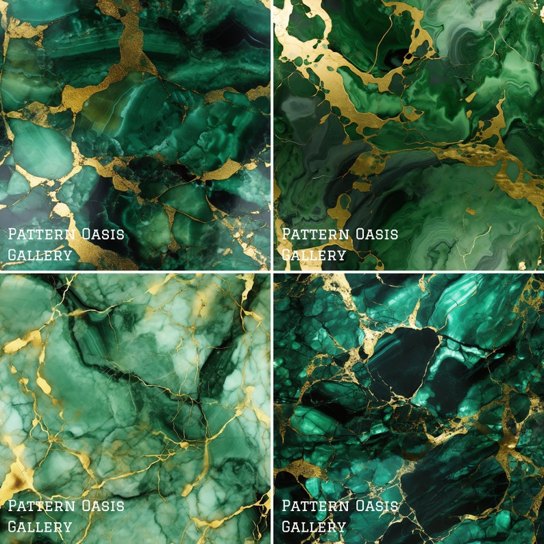 Emerald Green and Gold Ink Digital Paper, Marble Digital Paper Pattern ...