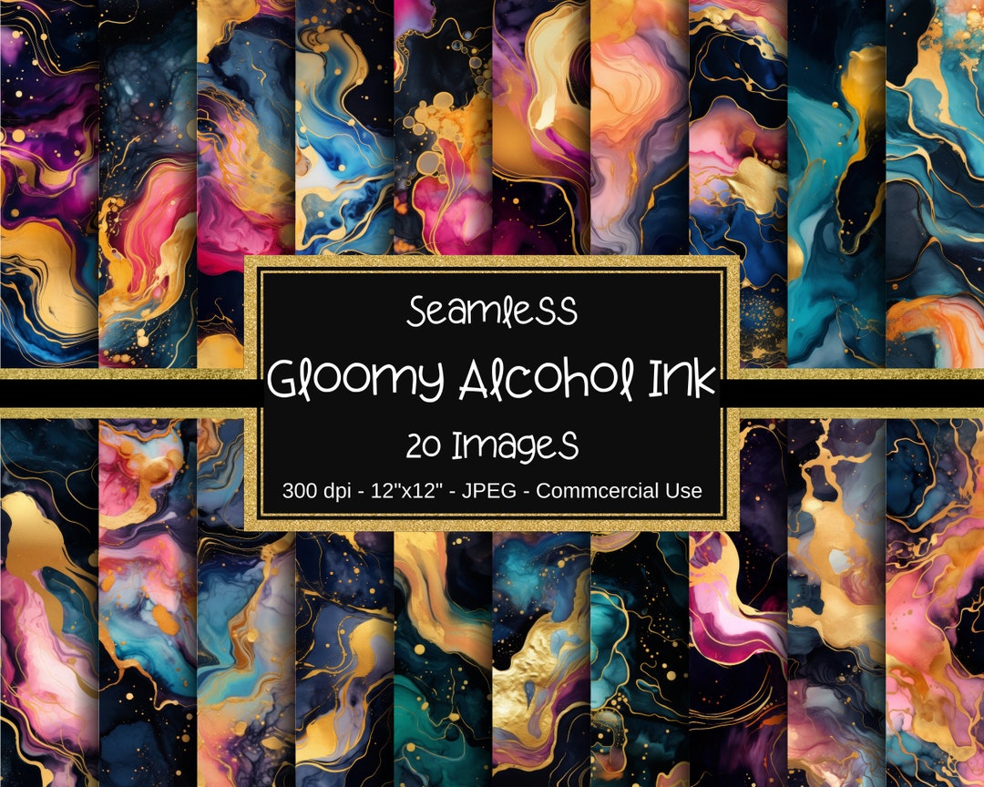 Dark Alcohol Ink SEAMLESS Patterns, Alcohol Ink Digital Paper, 20 ...