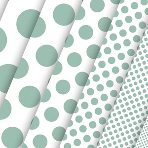 Foggy Green Polka Dot Seamless Digital Paper, 12"x12", 16 Papers, Small ...