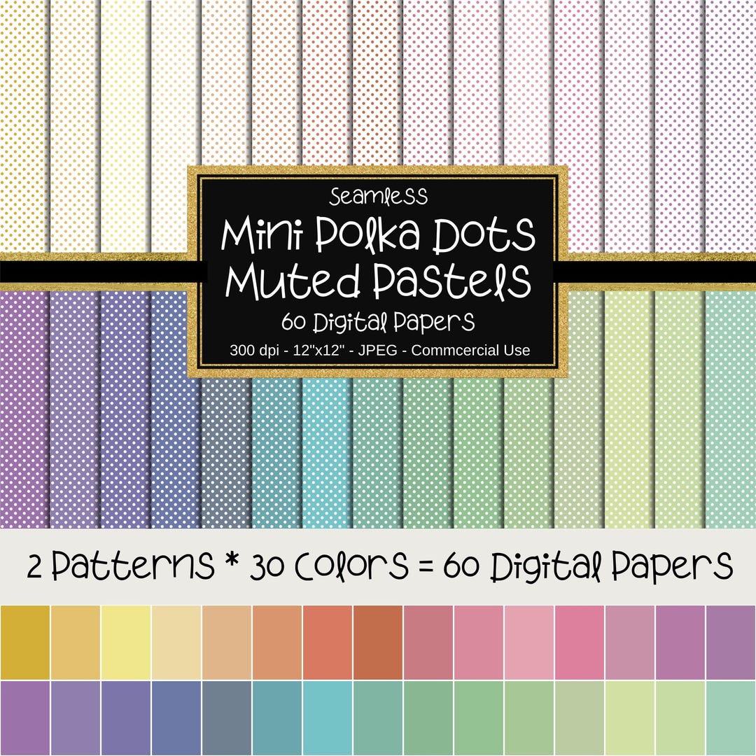 Mini Polka Dots Pattern Seamless Digital Paper, Muted Pastel Colors ...