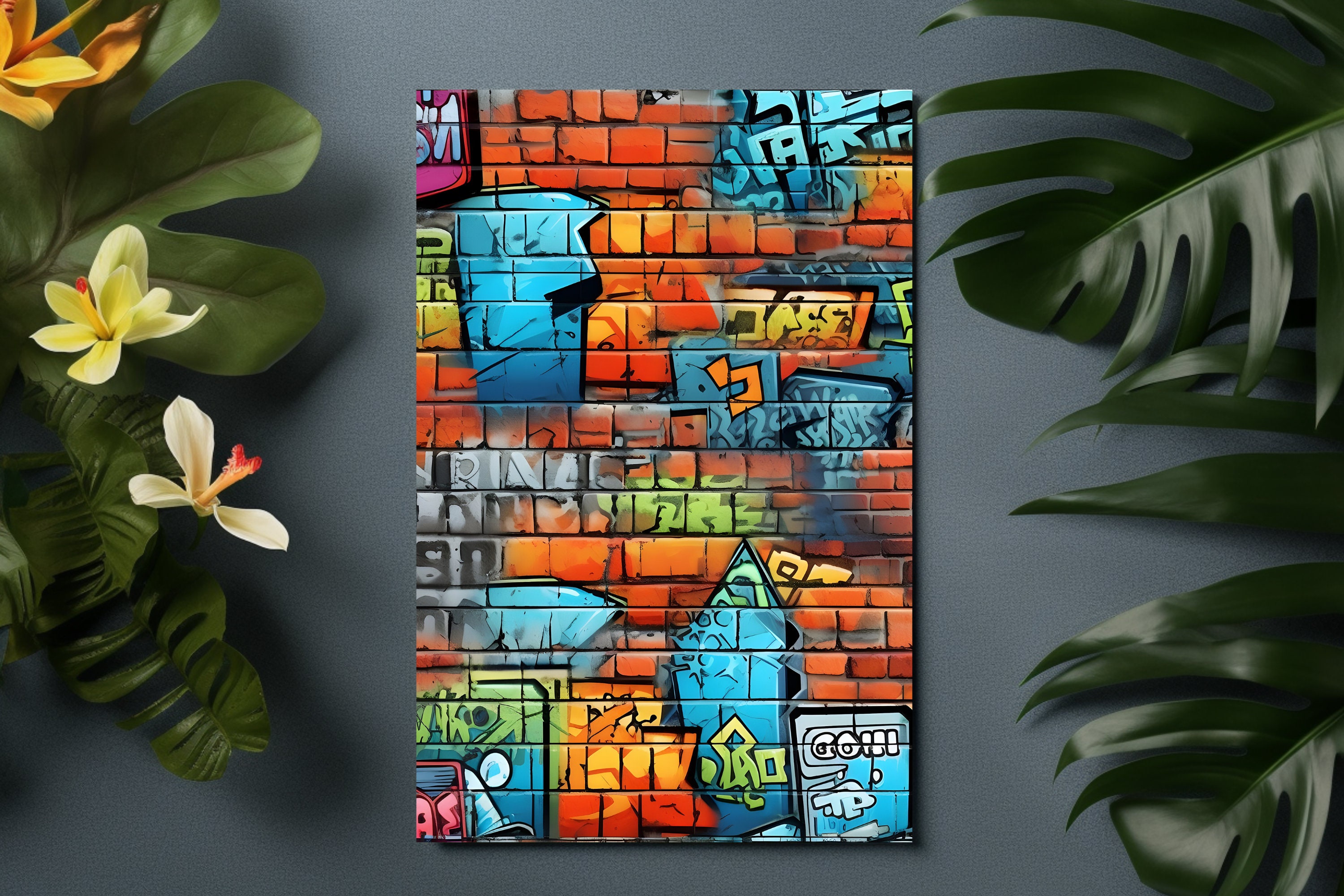 Graffiti Wall Colorful Background, Digital Paper, Distressed Textures ...