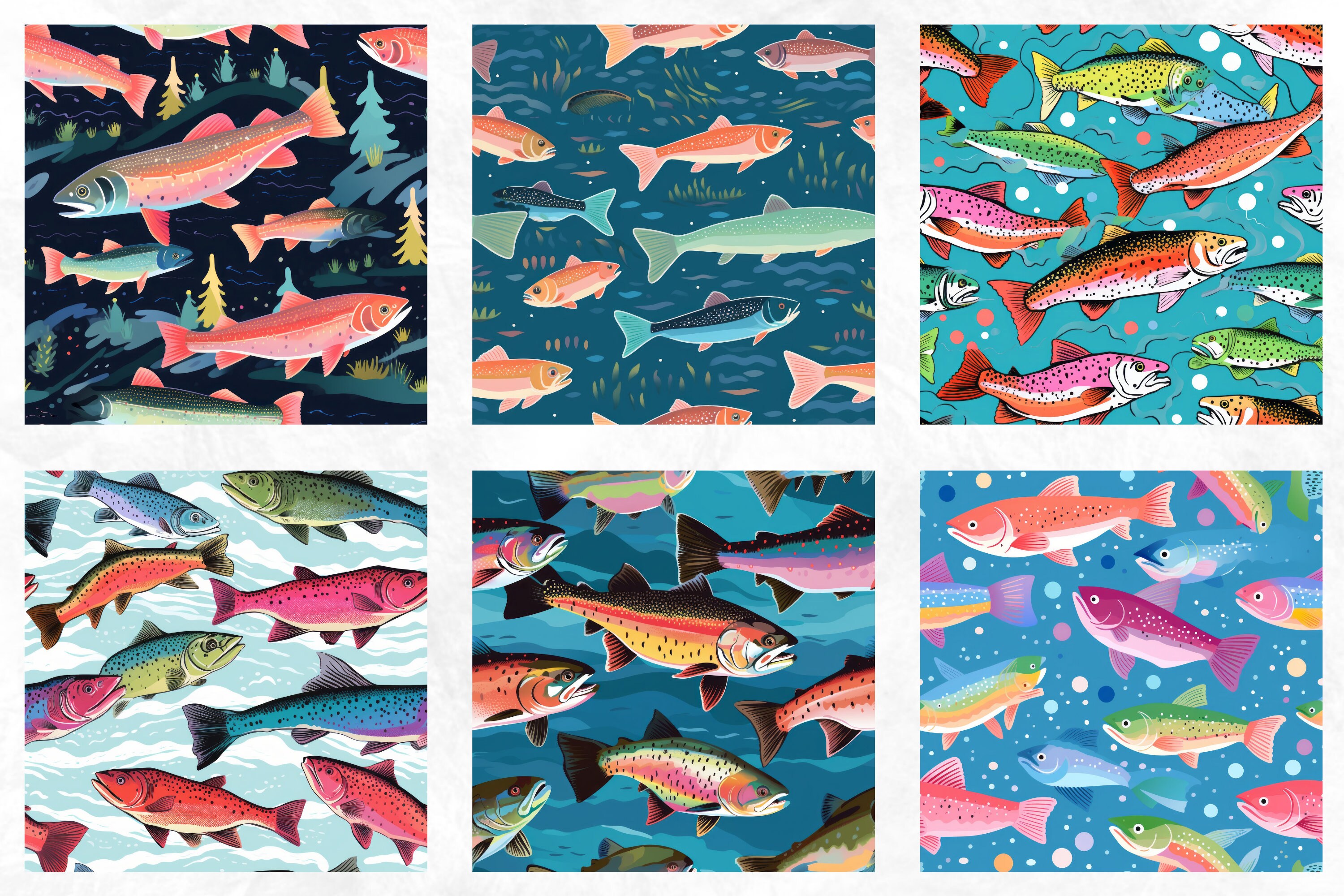 Trout Fishing Digital Paper Pack Set of 20 High-quality, Instant ...