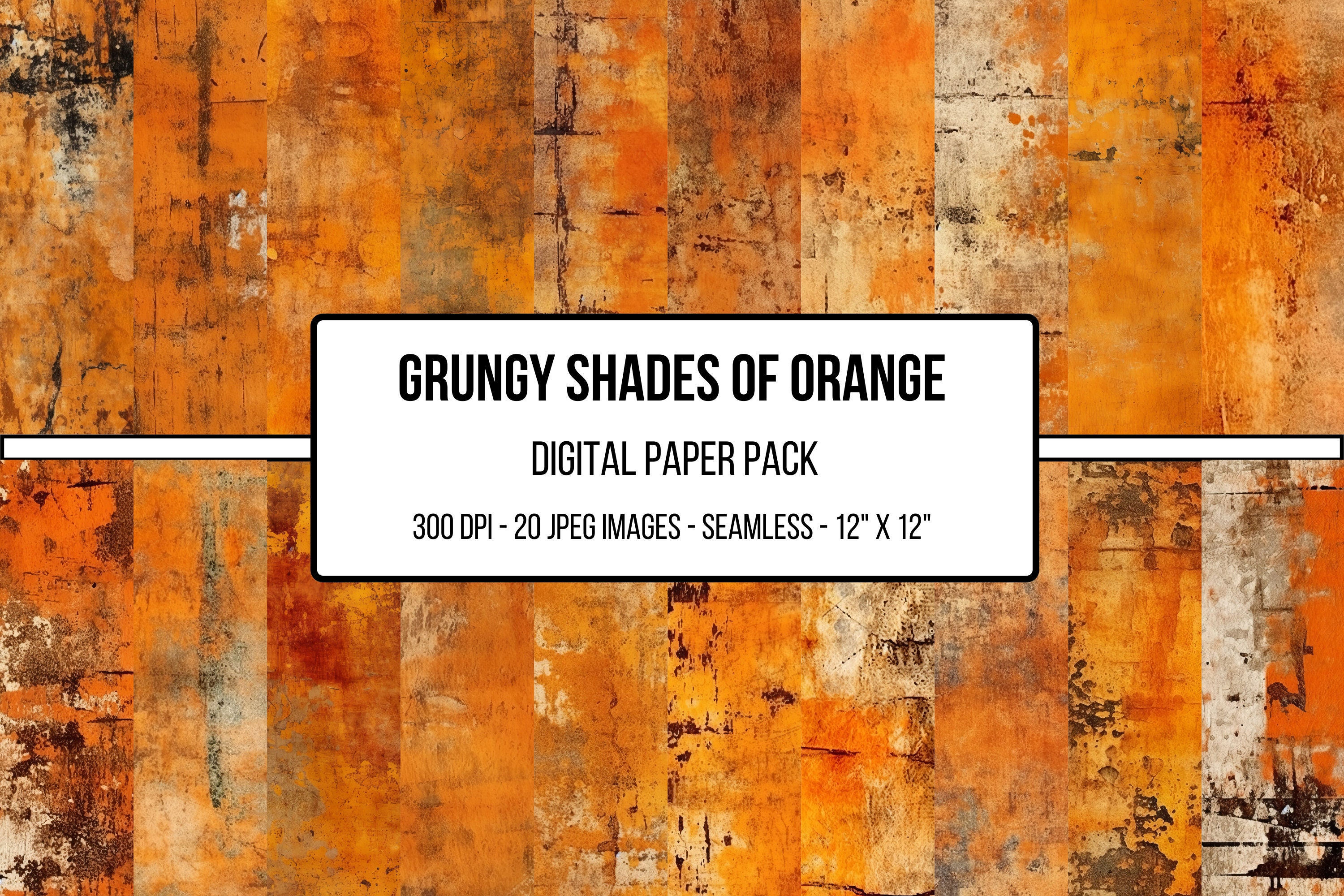 Seamless Grungy Orange, Digital Paper, Distressed Textures, Grunge ...