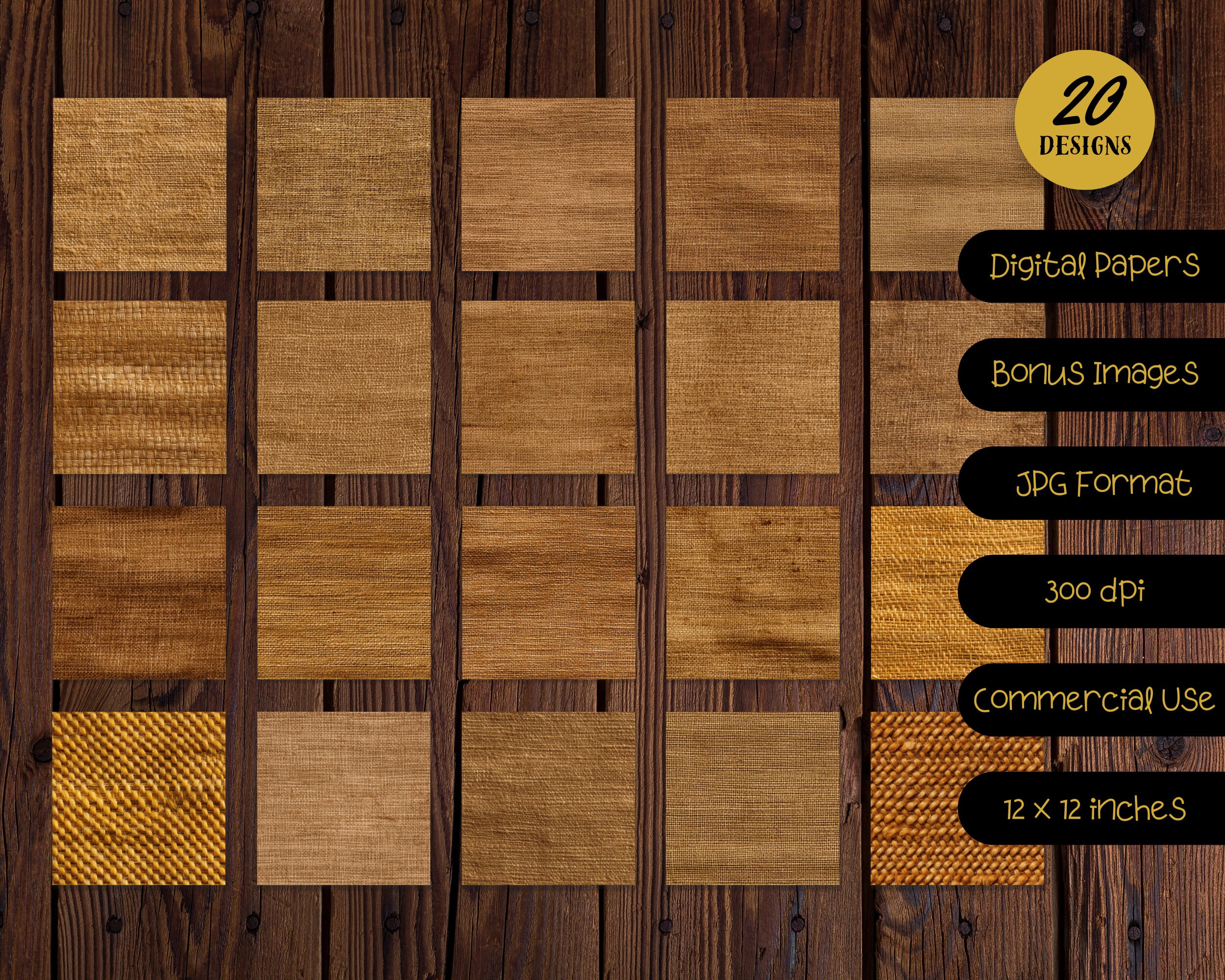 Burlap Textures Seamless Digital Paper, Burlap Backgrounds, Basic ...