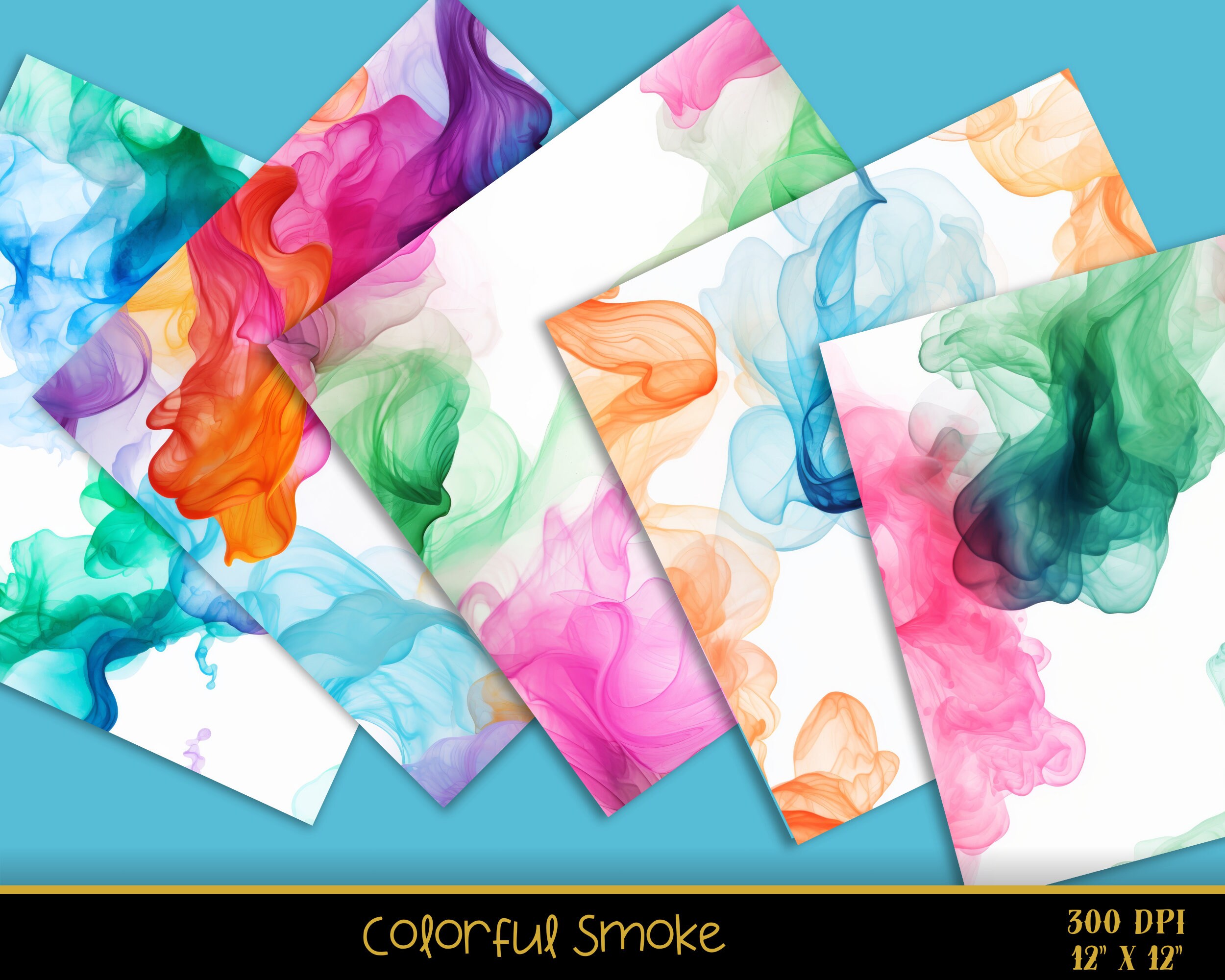 Colorful Smoke Seamless Digital Paper, Smoke Textures, Smoky Digital ...