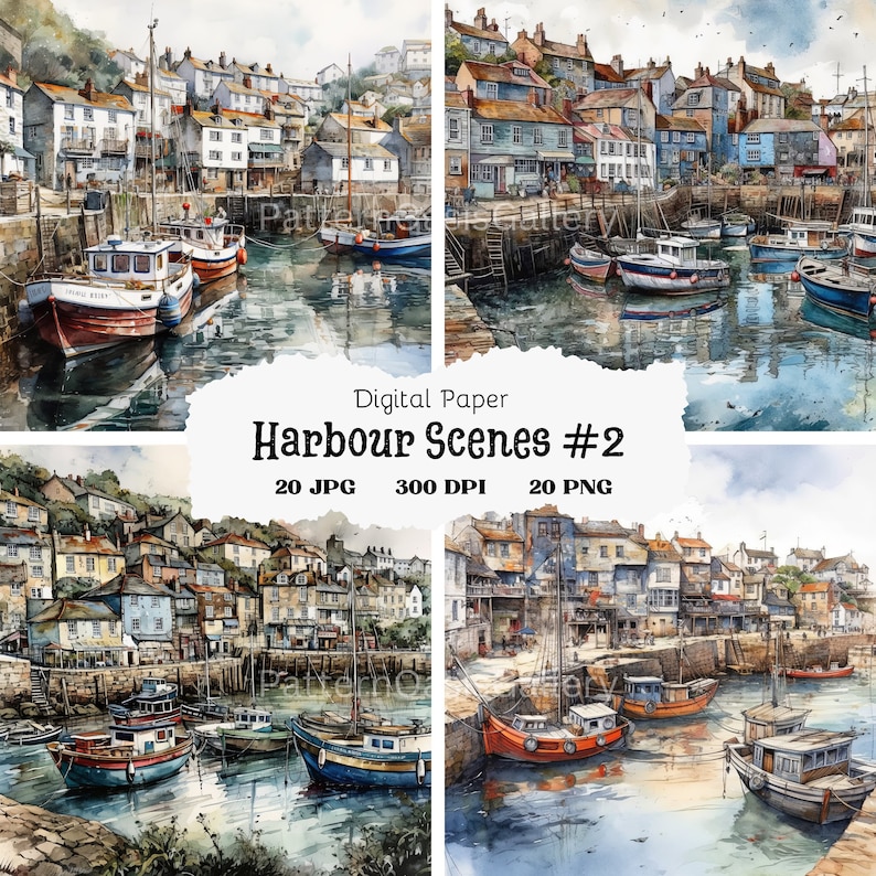 20 Harbour Scenes Clipart, Harbour Images, 20 High Quality Designs, JPG ...
