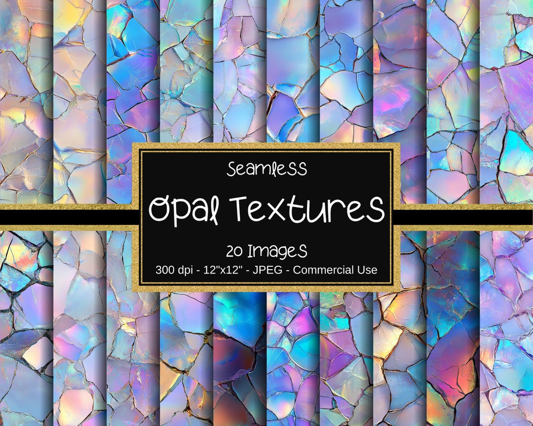 Opal Textures Seamless Digital Papers, Jewel Rainbow Background, 20 ...