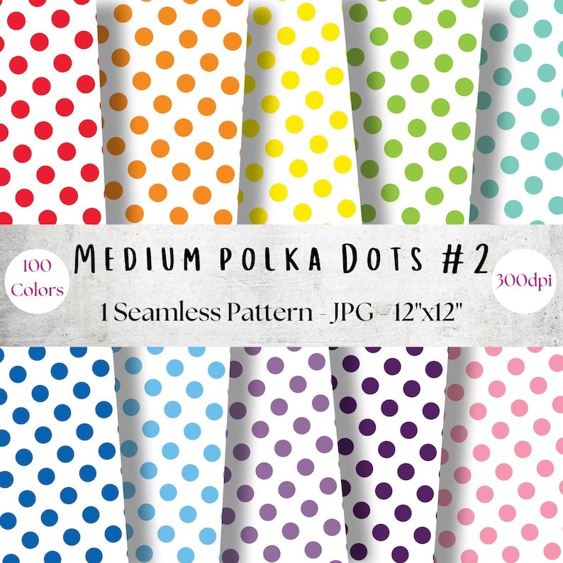 100 Seamless Medium Polka Dot Papers 100 Colors 12 X - Etsy