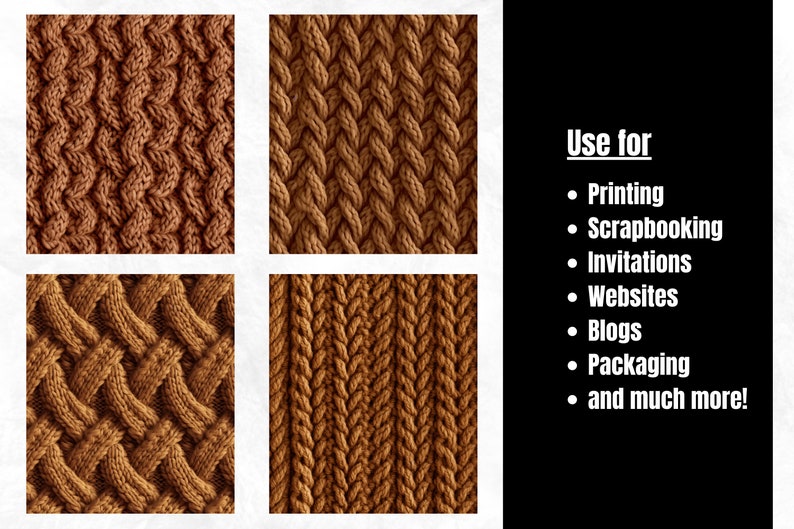 Knit Texture Seamless Digital Paper, 30 Images, Junk Journal Knit Paper ...