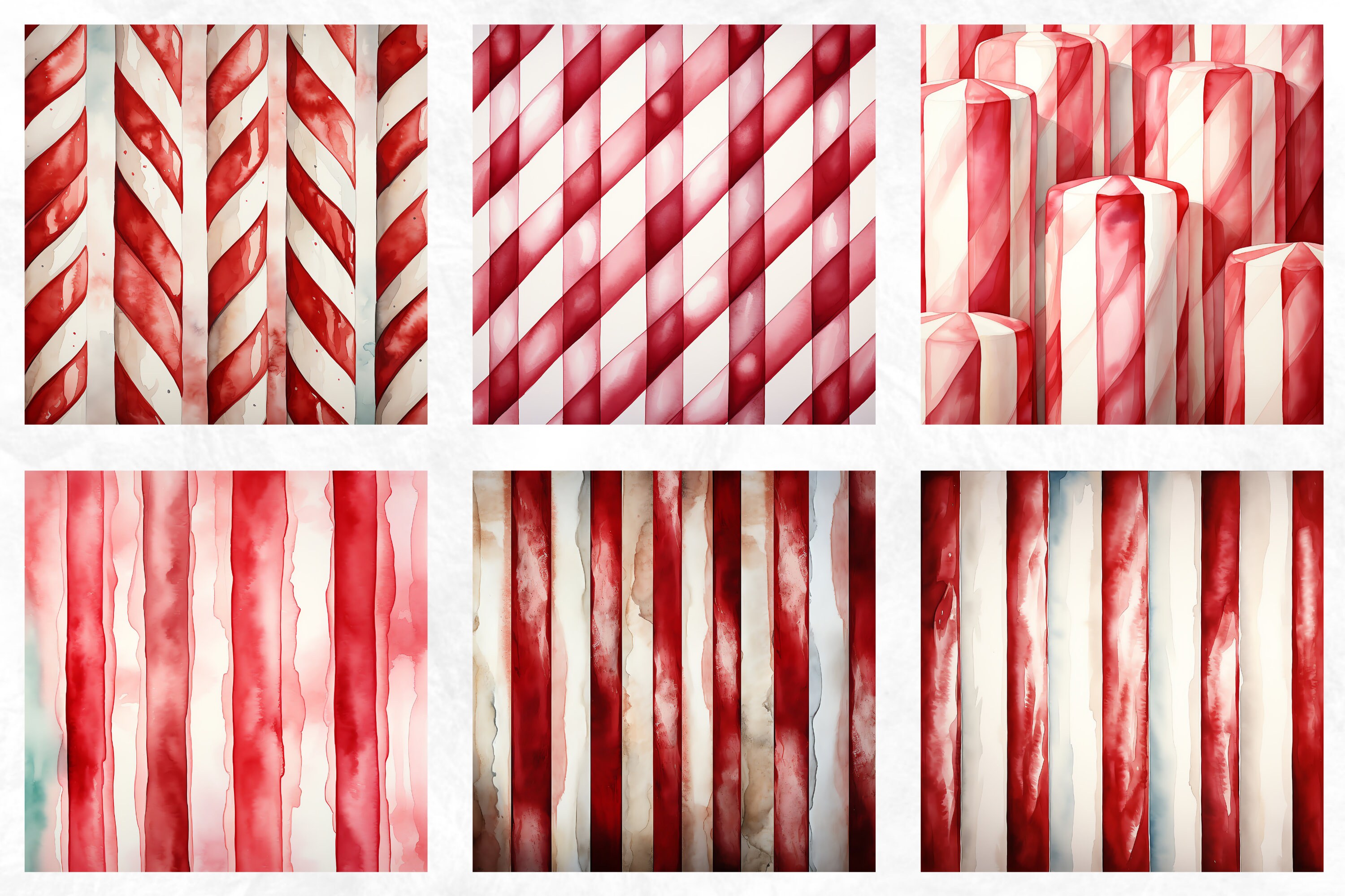 Candy Cane Stripes Digital Paper Pack Set of 20 High-quality, Instant ...