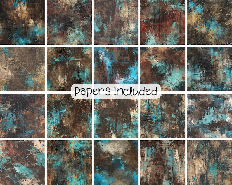 Grungy Texture Digital Paper Pack, Seamless Distressed Painted Canvas ...