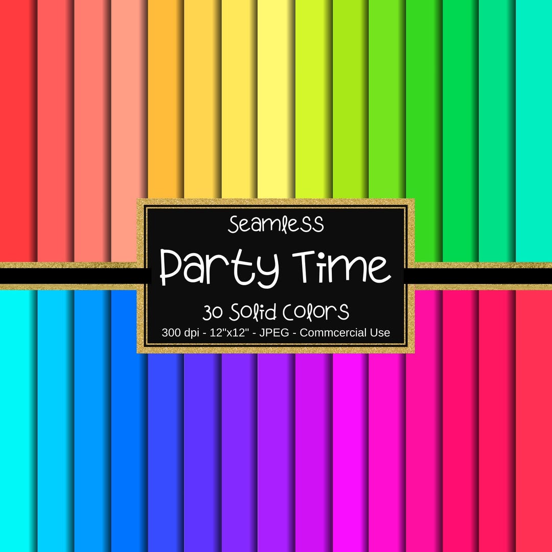 Party Time Solid Color Digital Paper Pack, Solid Background, Base ...