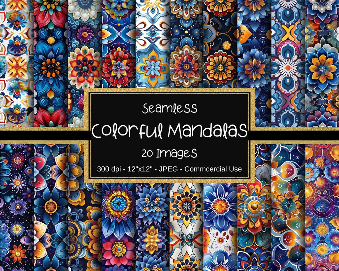 Colorful Mandala SEAMLESS Patterns, Floral Mandala Digital Papers ...