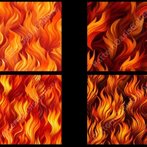Flames and Fire Patterns, Seamless Digital Paper, Fire Digital Paper ...
