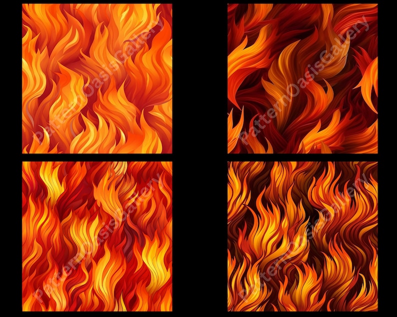 Fire Flames Seamless Digital Paper, Scrapbooking Designs (digital ...