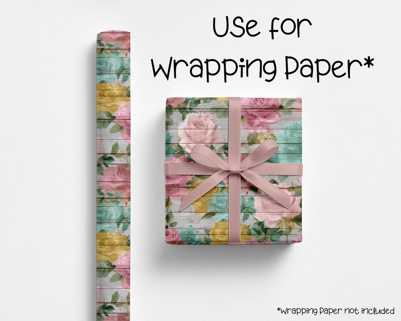 Floral Wood Textures Digital Paper Pack, Seamless Shabby Chic Rustic ...