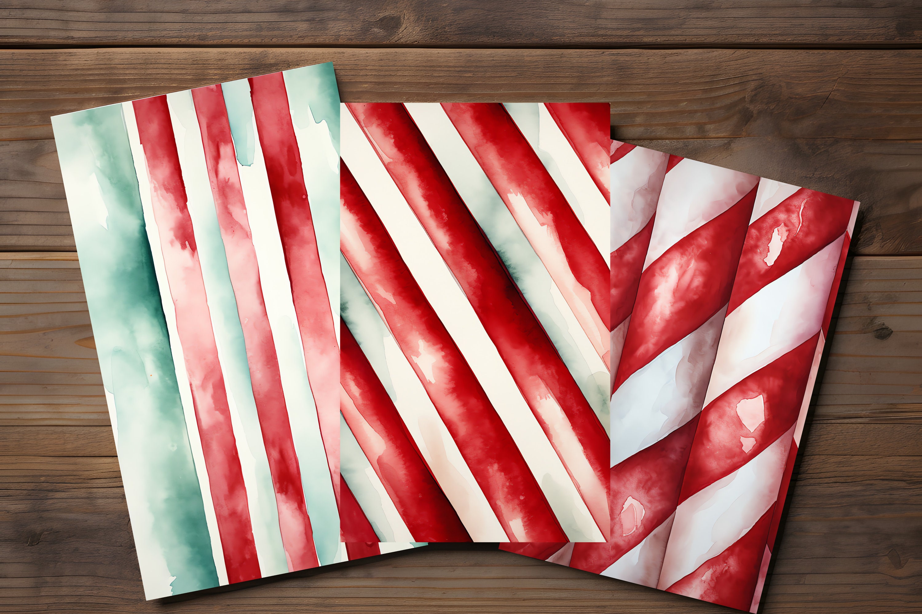 Candy Cane Stripes Digital Paper Pack Set of 20 High-quality, Instant ...