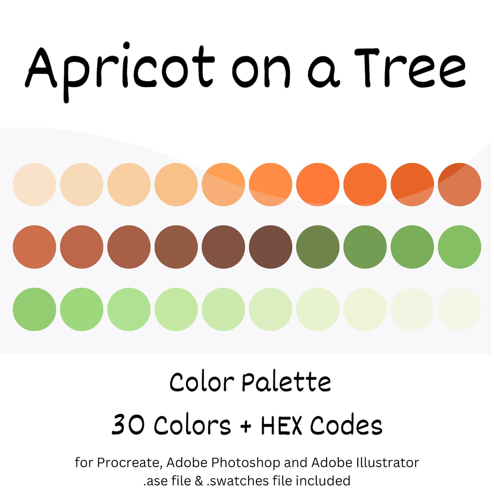 Apricot Tree Color Palette, 30 Peach Swatches, HEX Codes (digital ...