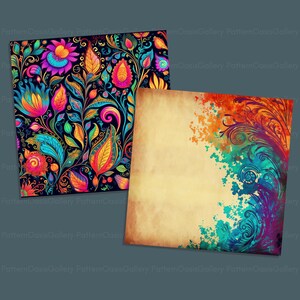 Bohemian Digital Paper, Boho Background, Painted Paper, Boho Ephemera ...