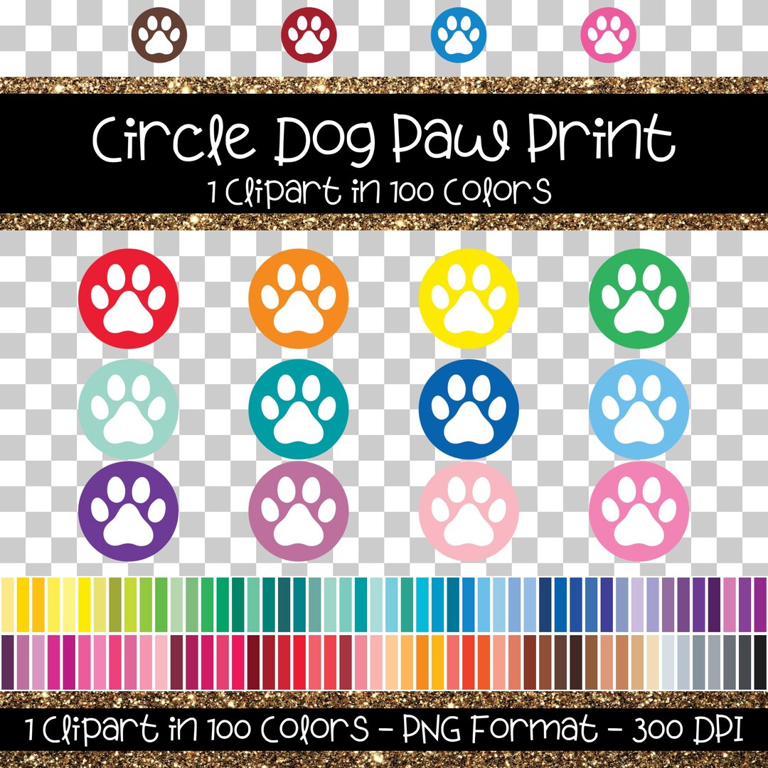 100 Circle Dog Paw Print Clipart, Paw Clipart, Dog Clipart, Pet ...