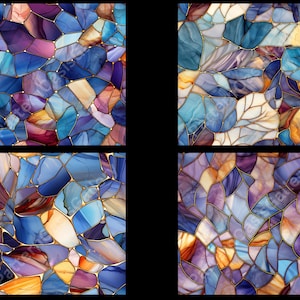 Stained Glass Seamless Patterns, Stained Glass Digital Papers, 20 ...