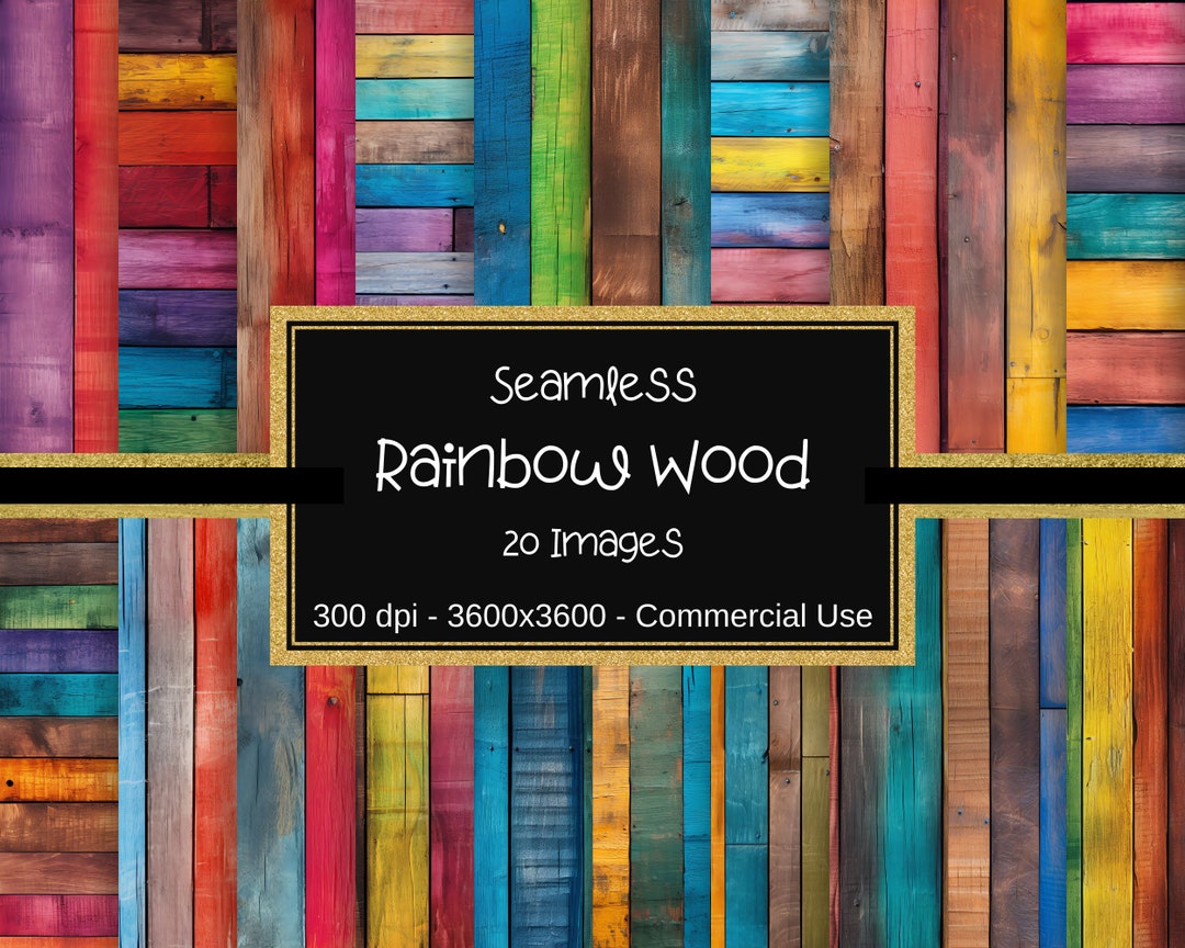 Rainbow Wood Textures Digital Paper, Seamless Rustic Wood Digital Paper ...