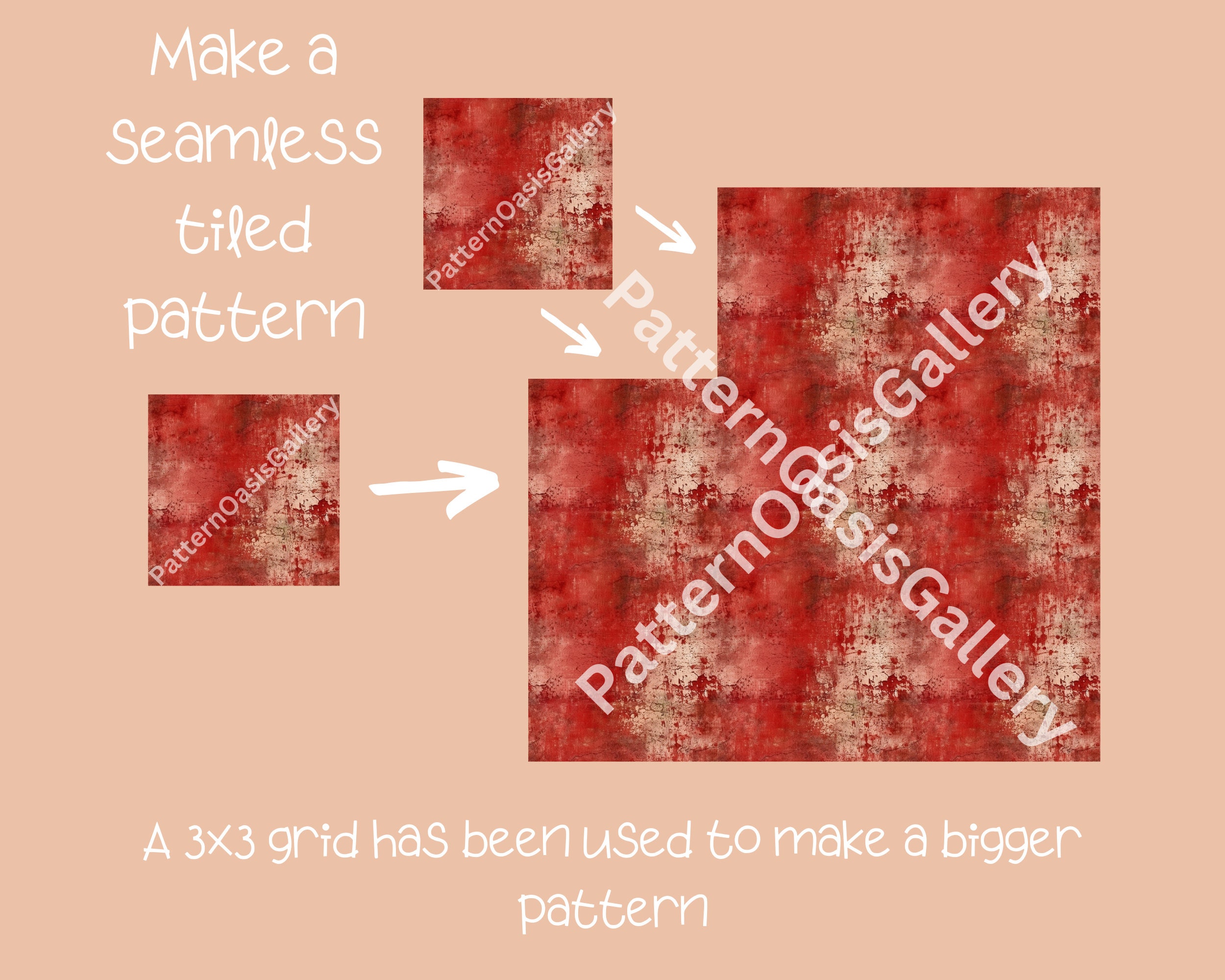 Seamless Grungy Shades of Red, Digital Paper, Distressed Textures ...